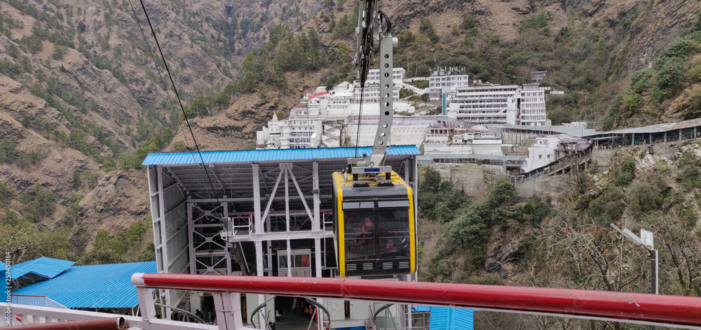 Newly opened ropeway at Vaishno Devi which is used as a transport from ...