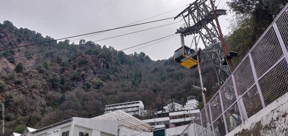 Newly opened ropeway at Vaishno Devi which is used as a transport from ...