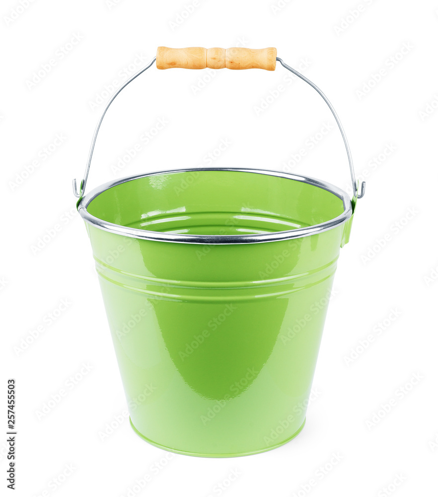 Empty metal bucket on a white background Stock Photo | Adobe Stock