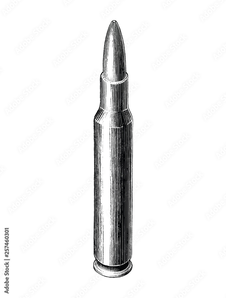 Bullet hand draw vintage style black and white clip art isolated on ...