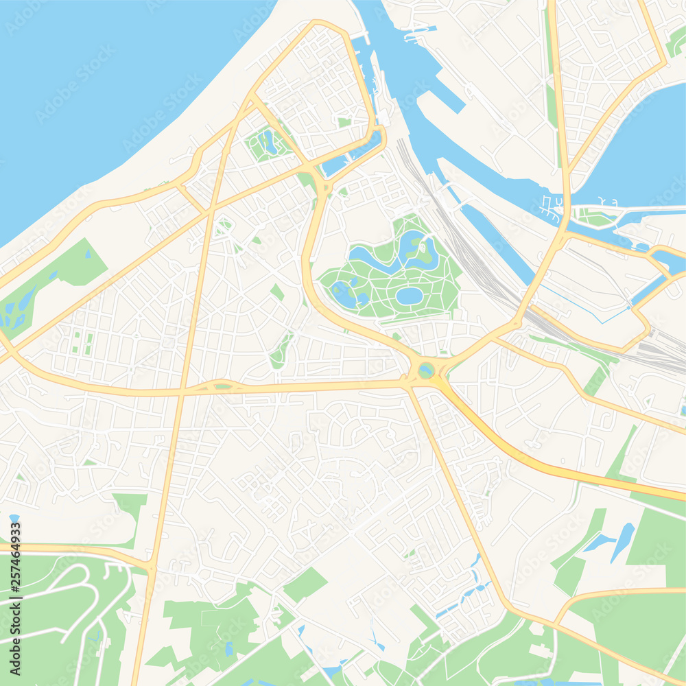 Ostend , Belgium printable map Stock Vector | Adobe Stock
