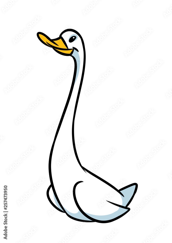 White goose bird minimalism animal character cartoon illustration ...