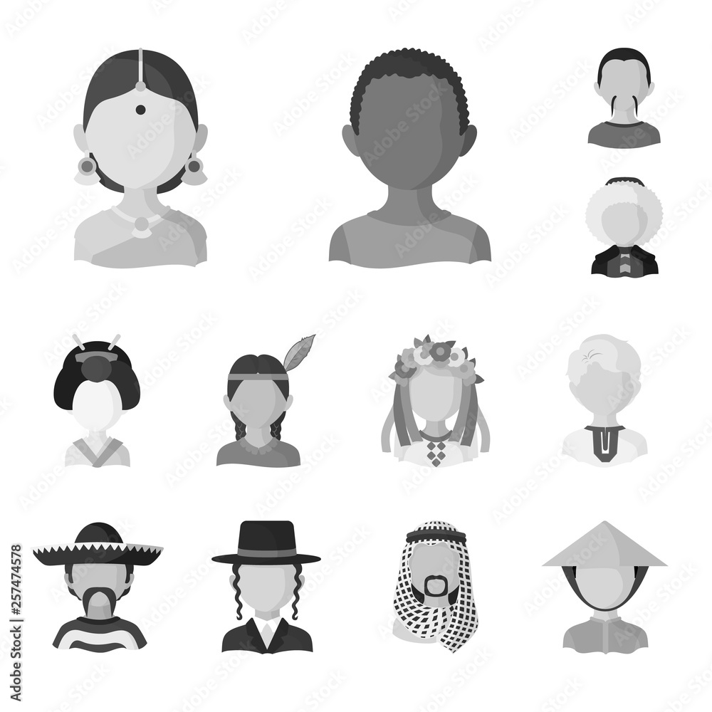 Vector illustration of person and culture icon. Collection of person ...