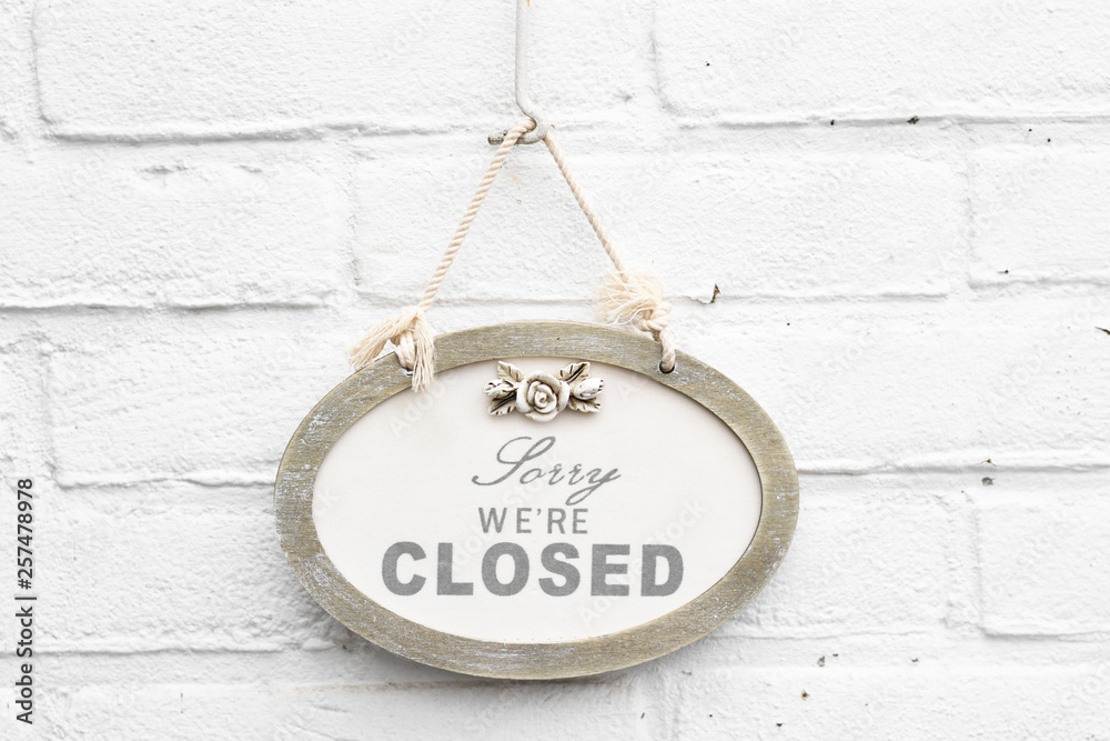 Cute sign board with text sorry we're closed today Stock Photo | Adobe ...