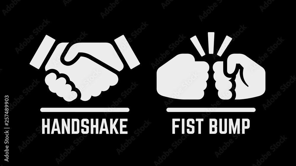 Vector isolated simple handshake and fist bump icon of two shaking and ...
