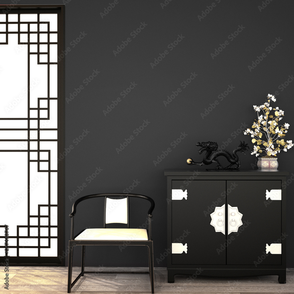 Interior design ,Chinese style for living area in luxury house or hotel ...