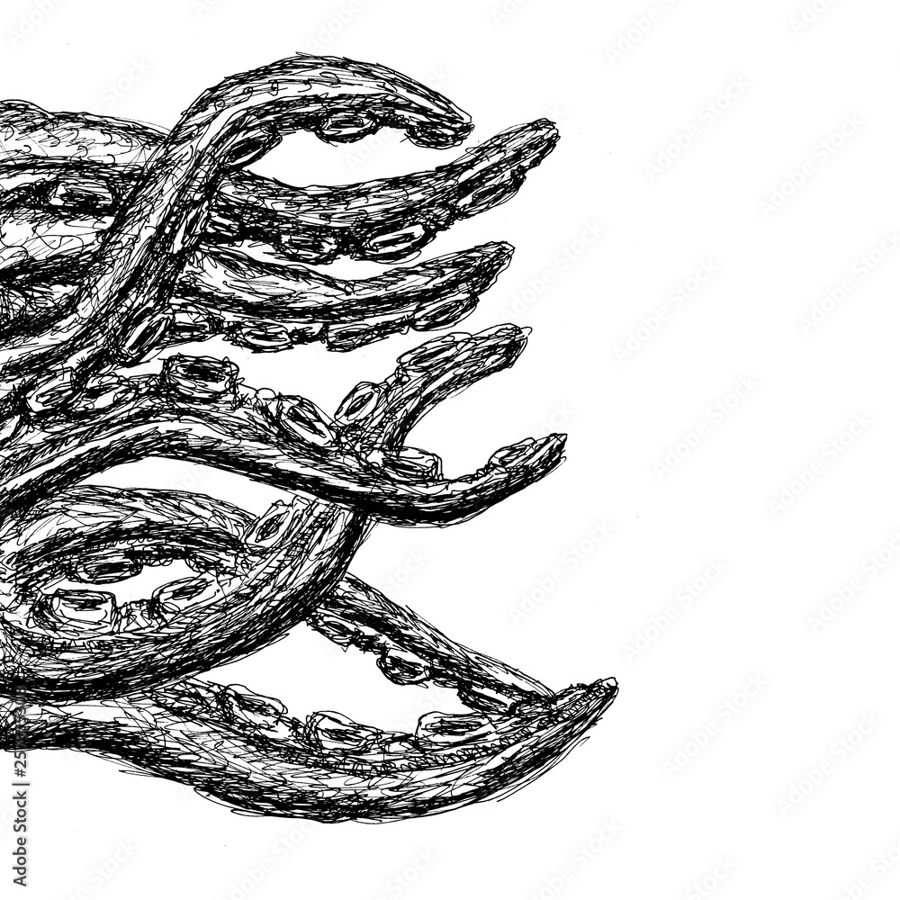 Hand Drawn Pen Ink Monster Octopus Tentacles Drawing Stock Illustration ... Hand Drawn Pen Ink Monster Octopus Tentacles Drawing Stock Illustration ...