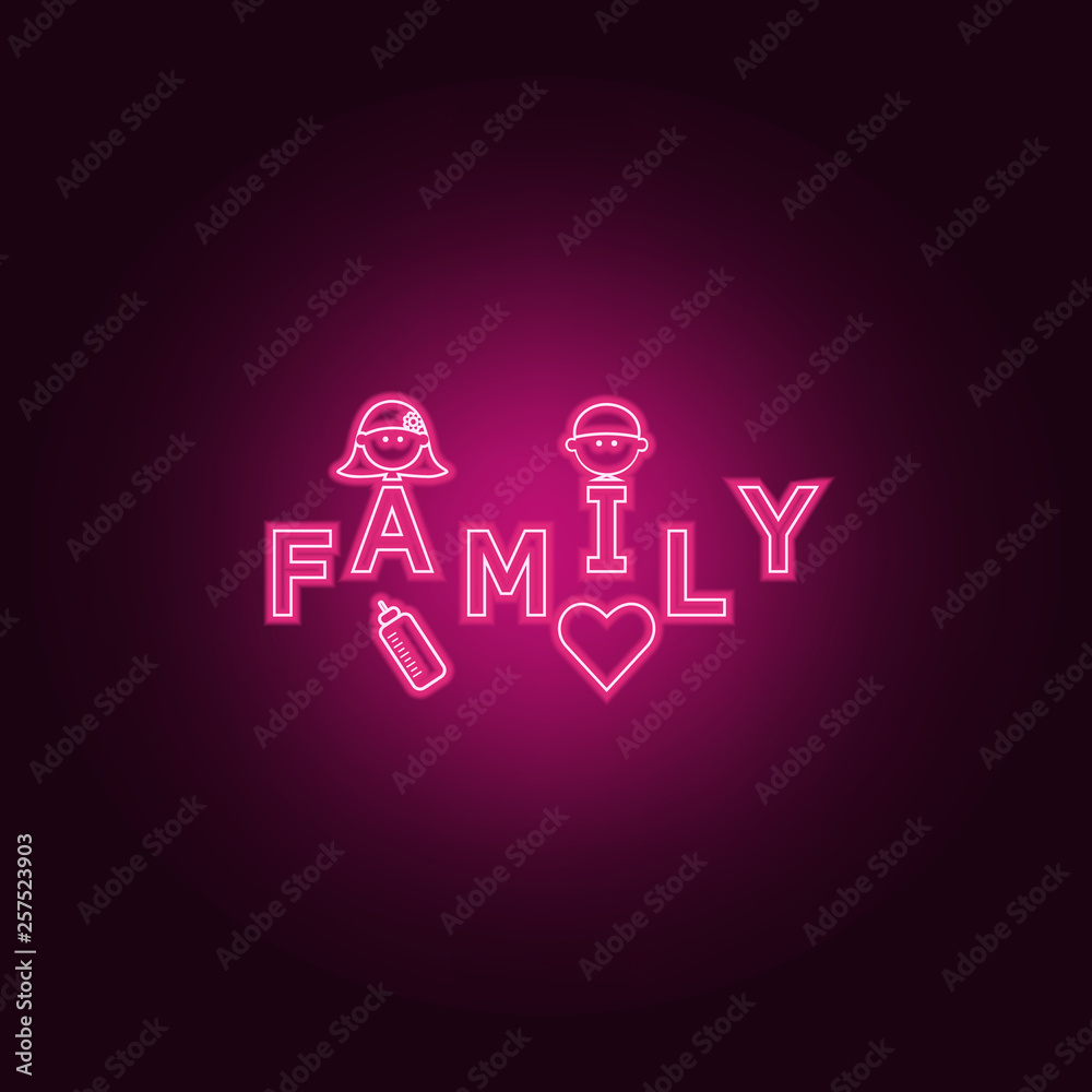 word family icon. Elements of Family in neon style icons. Simple icon ...