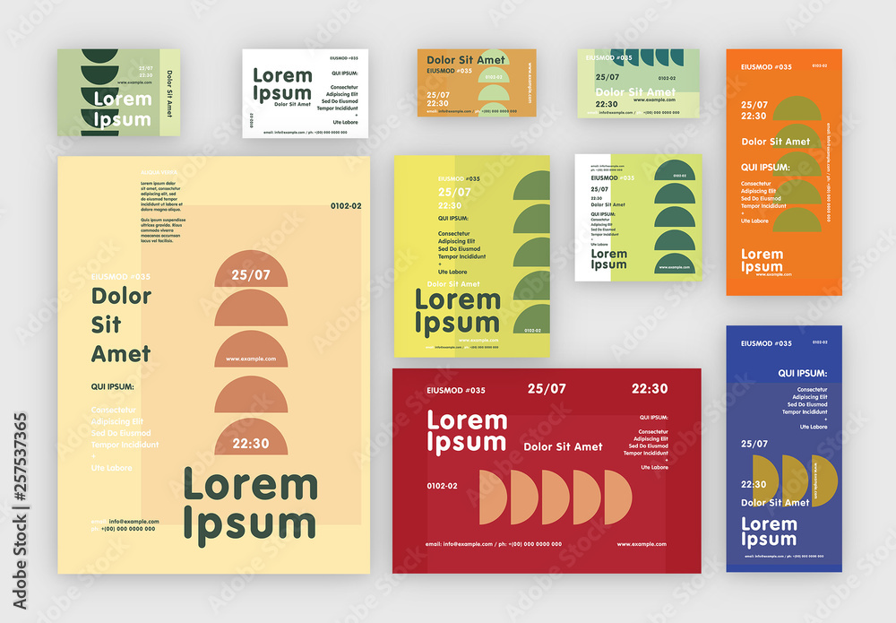 Multicolored Geometric Event Stationery Set Stock Template | Adobe Stock