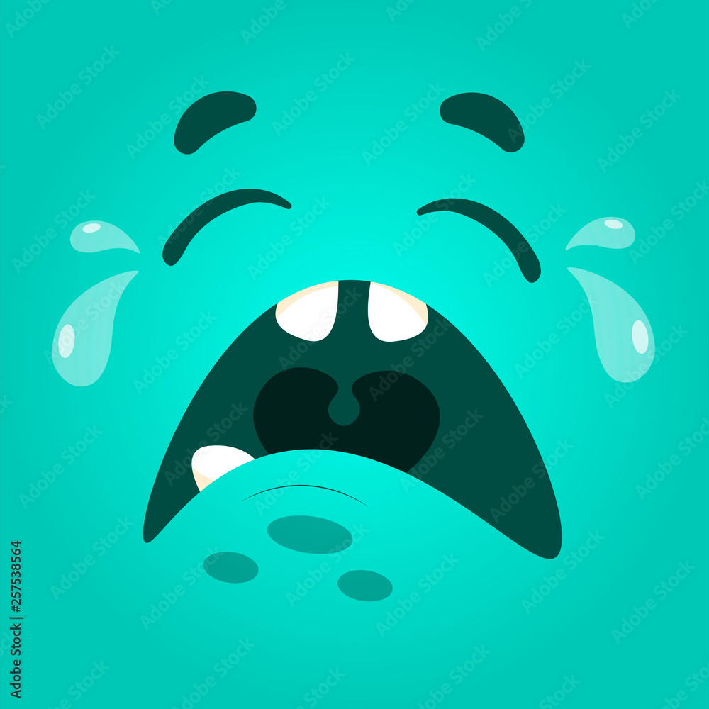 Vector funny moster square monster faces with different emotions ...