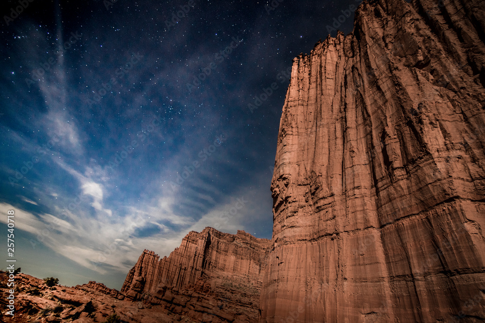 Gothic Nightmare under starry sky, Mystery Towers, Moab, Utah, USA ...