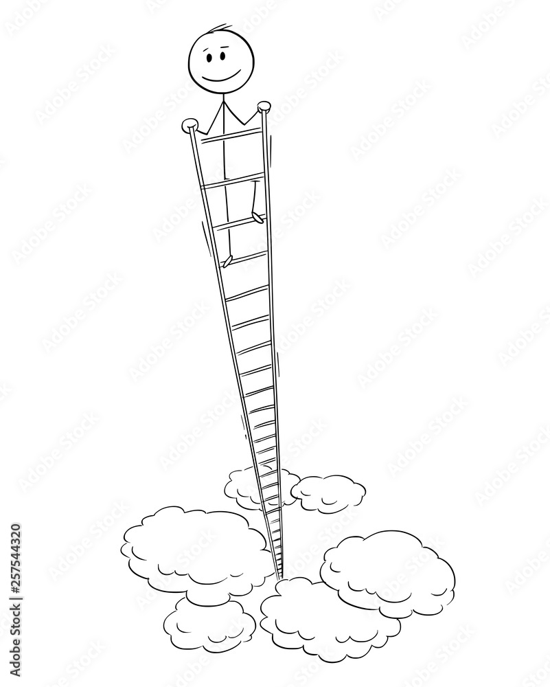 Cartoon stick figure drawing conceptual illustration of smiling happy ...