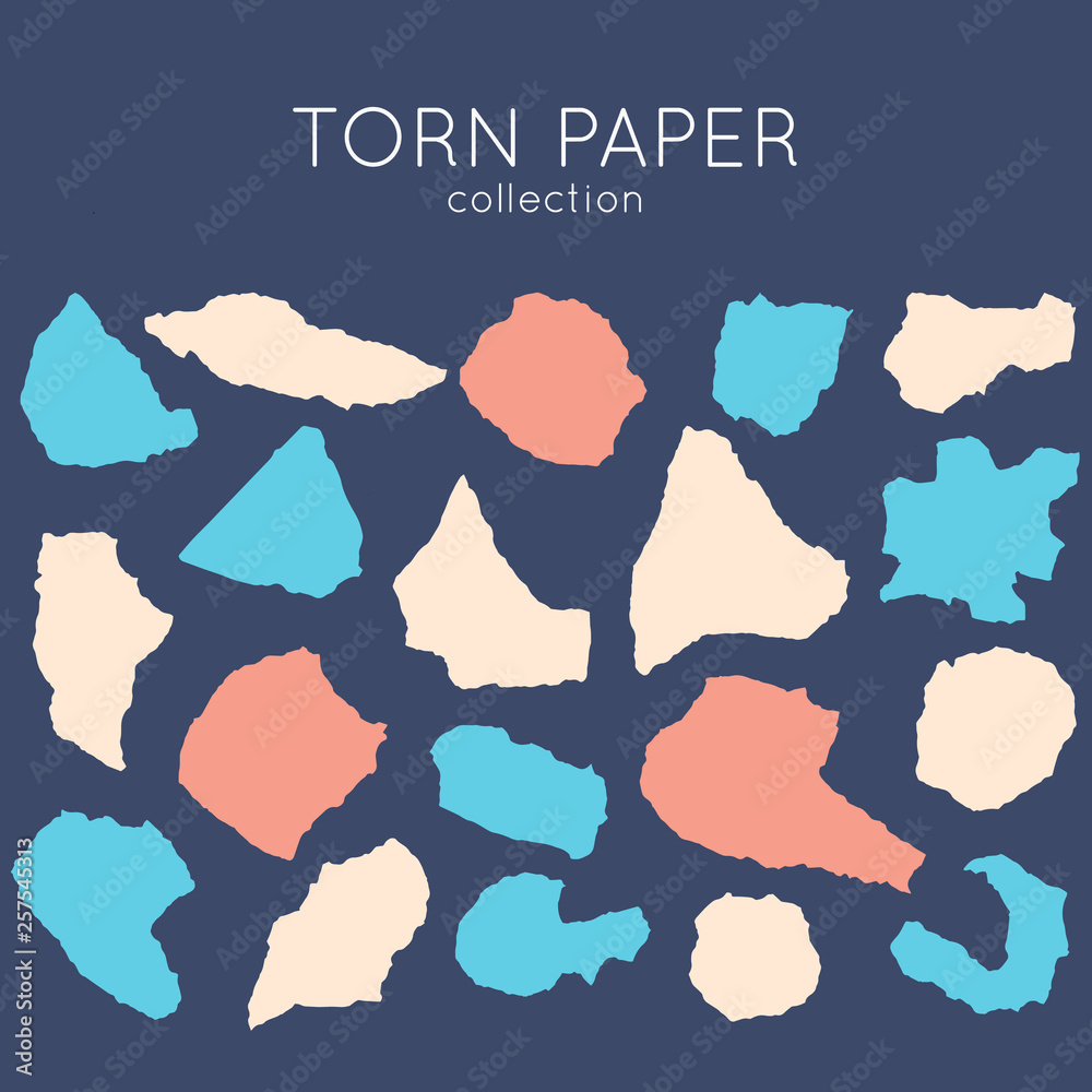 Colorful Torn Paper vector set. Patch sticky texture. Modern collection ...