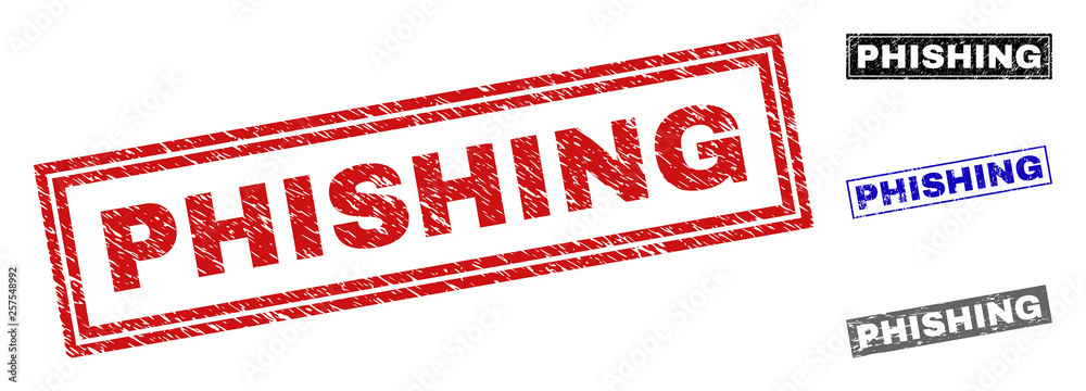 Grunge PHISHING rectangle stamp seals isolated on a white background ...