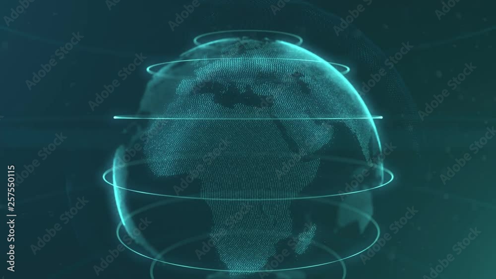 Video of planet Earth with smoke on down. The planet in 3D on the black ...