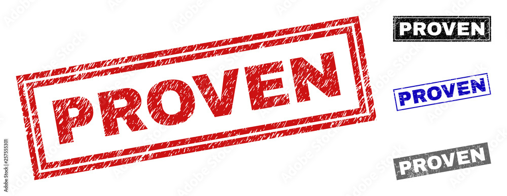 Grunge PROVEN rectangle stamp seals isolated on a white background ...