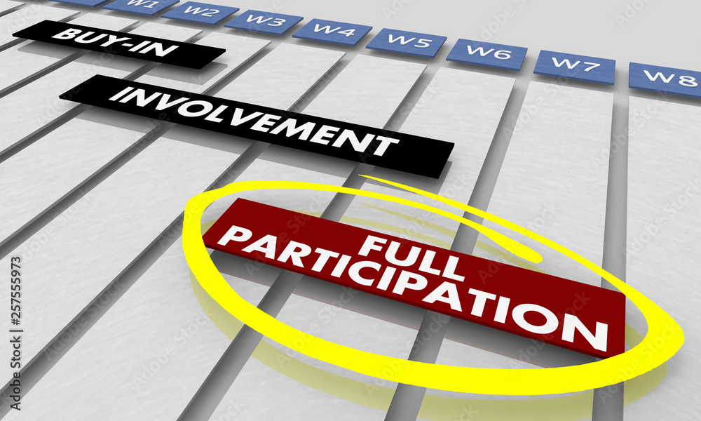 Full Participation Engagement Actions Gantt Chart 3d Illustration Stock ...