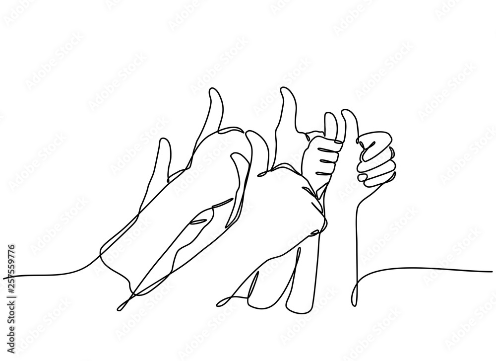 continuous line drawing gives an expression of success. praise for ...