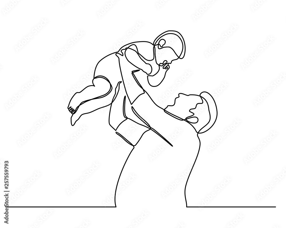 continuous line drawing of family, parenthood and people concept ...