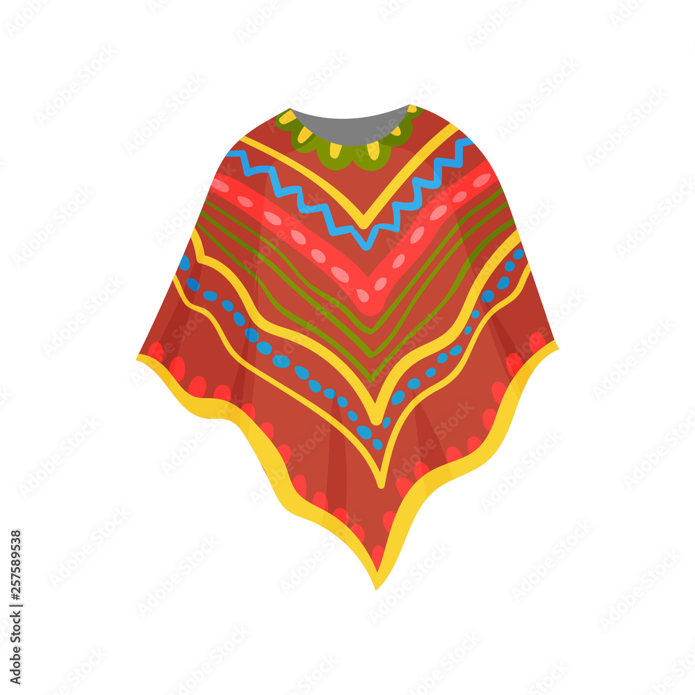 Colorful Poncho On White Background Vector Illustration Stock Vector