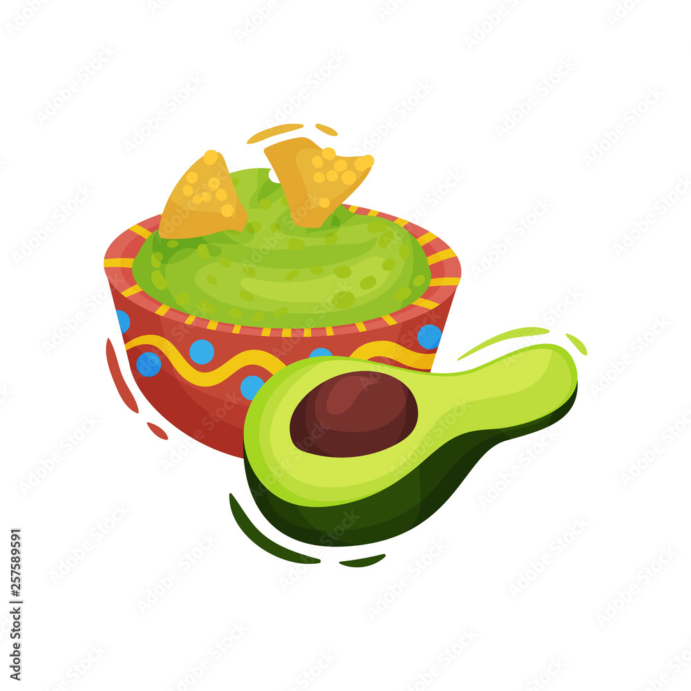 Cartoon guacamole on white background. Avocado concept. Stock Vector ...