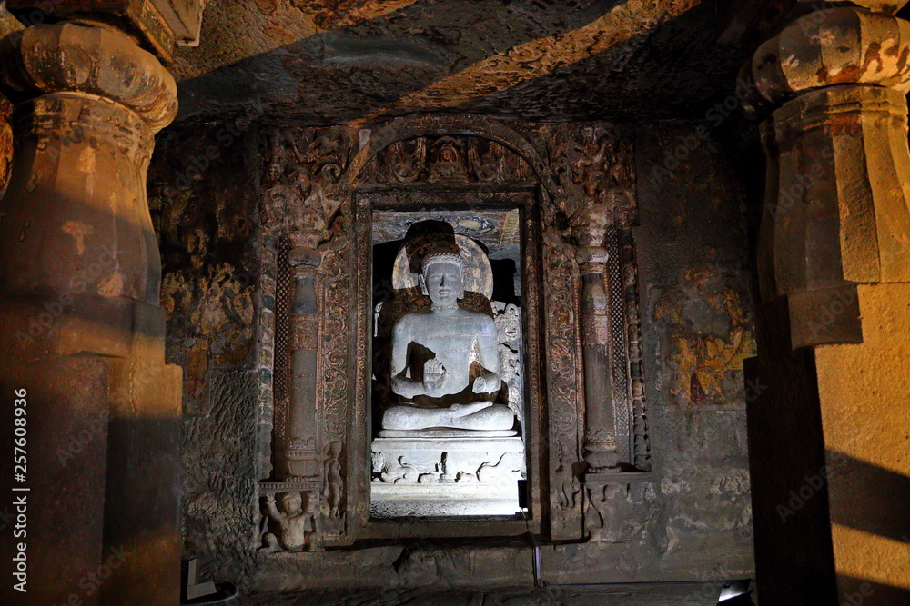 Ajanta caves, India. The Ajanta Caves in Maharashtra state are Buddhist ...