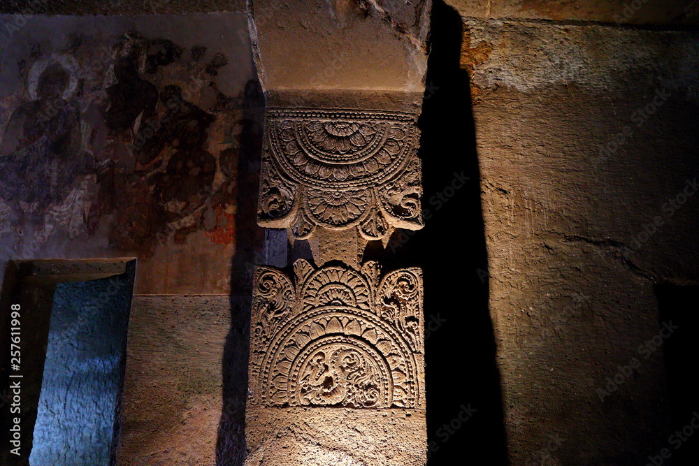 Ajanta caves, India. The Ajanta Caves in Maharashtra state are Buddhist ...