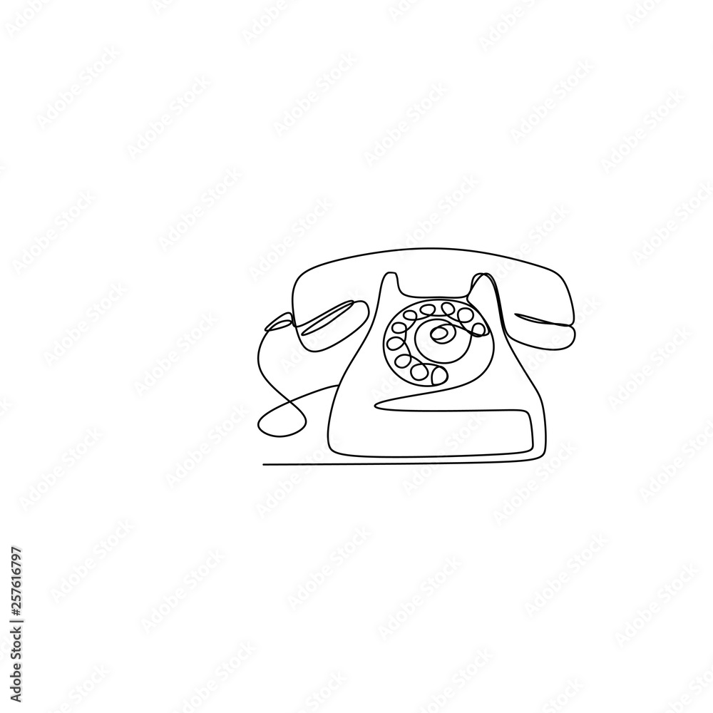 Continuous line drawing of a minimalist telephone. Stock Vector | Adobe ...