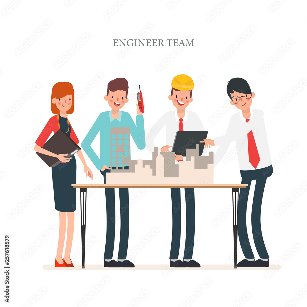 Engineer and mechanics and technician people worker teamwork. industry ...