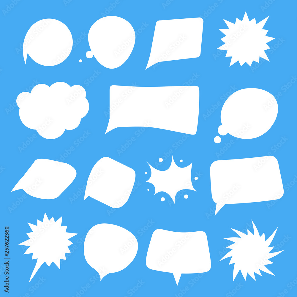 Vetor de White speech bubbles. Thinking balloon talks bubbling chat ...