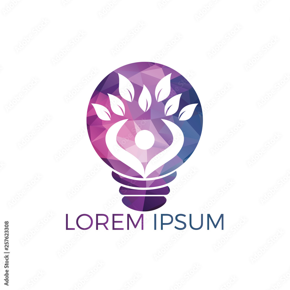Human tree and light bulb logo design. Human health and care vector ...