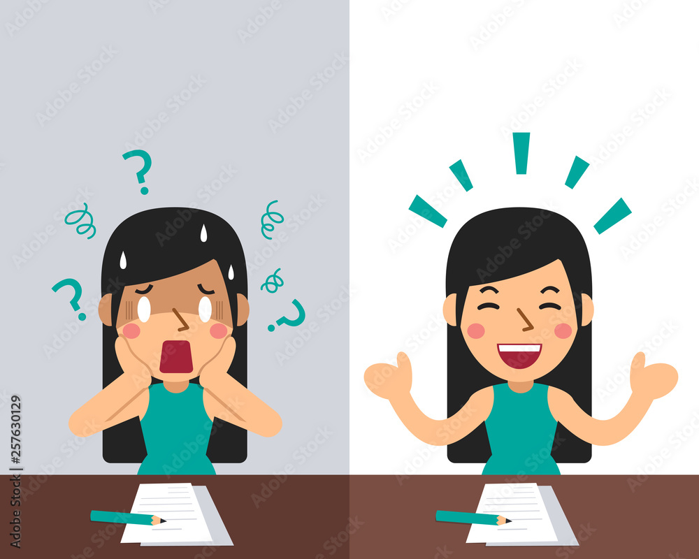 Cartoon a woman expressing different emotions for design. Stock Vector ...