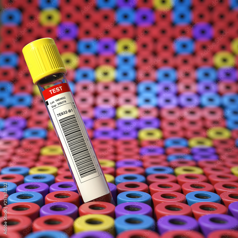 Blood test tubes in the lab,Blood samples,3d rendering,conceptual image ...