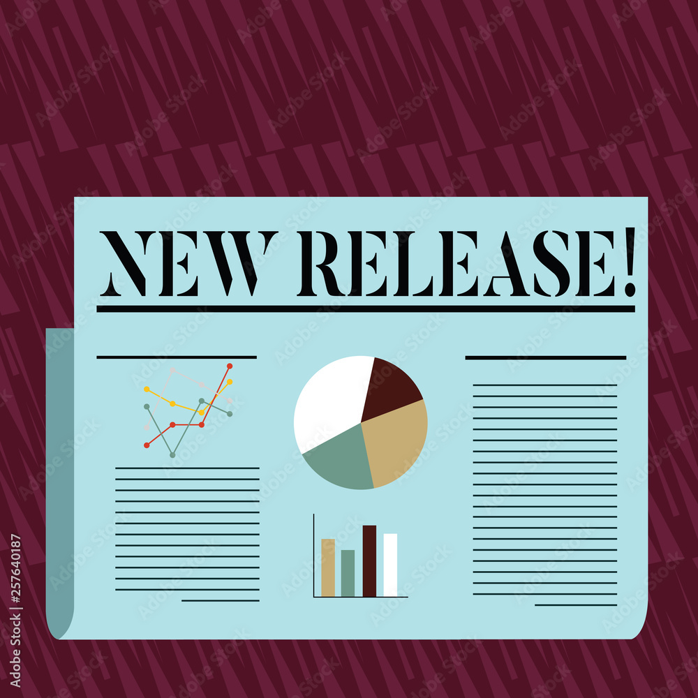 Writing note showing New Release. Business concept for announcing ...