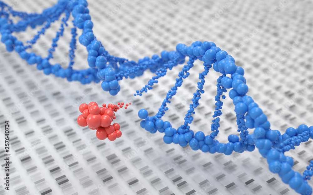 Genetic engineering and gene manipulation concept, 3d rendering ...