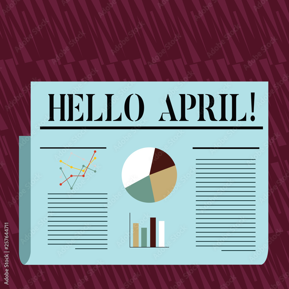 Writing note showing Hello April. Business concept for welcoming fourth ...