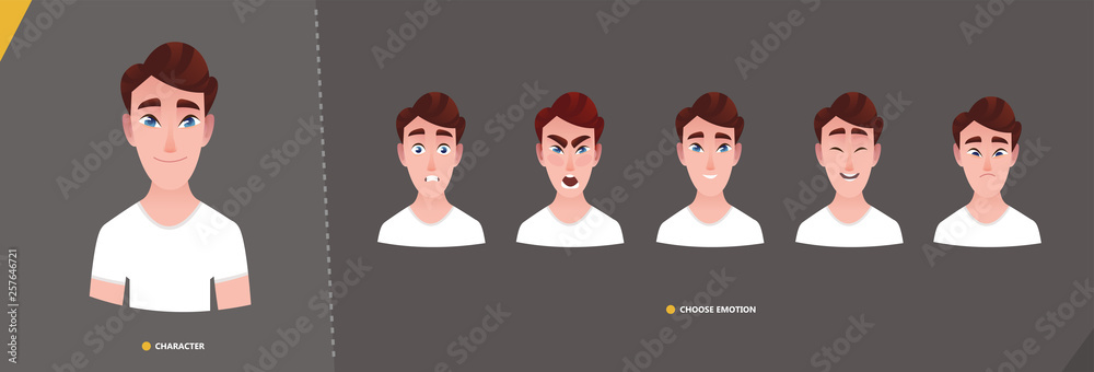 Young cartoon character man for animation and motion design. Set ...