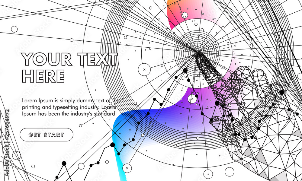 Vetor de Abstract future realistics shape objects. Innovations blend ...