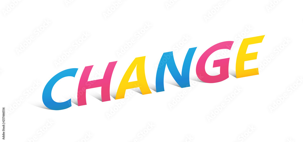 CHANGE upright paper letters typography Stock Vector | Adobe Stock