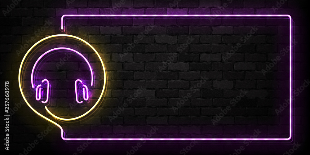 Vector realistic isolated neon sign of Podcast frame logo for template ...