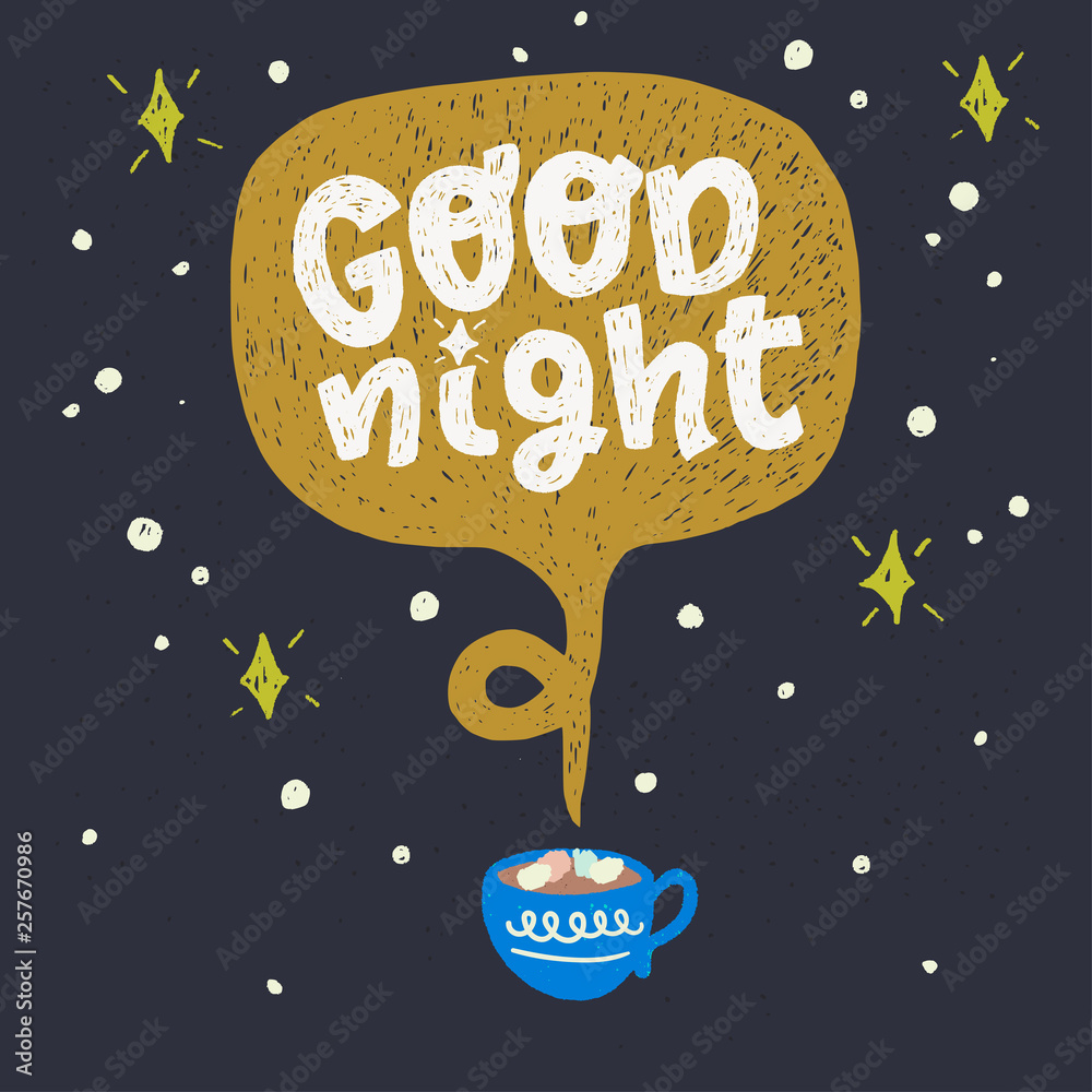 Good Night hand lettering saying Stock Vector | Adobe Stock