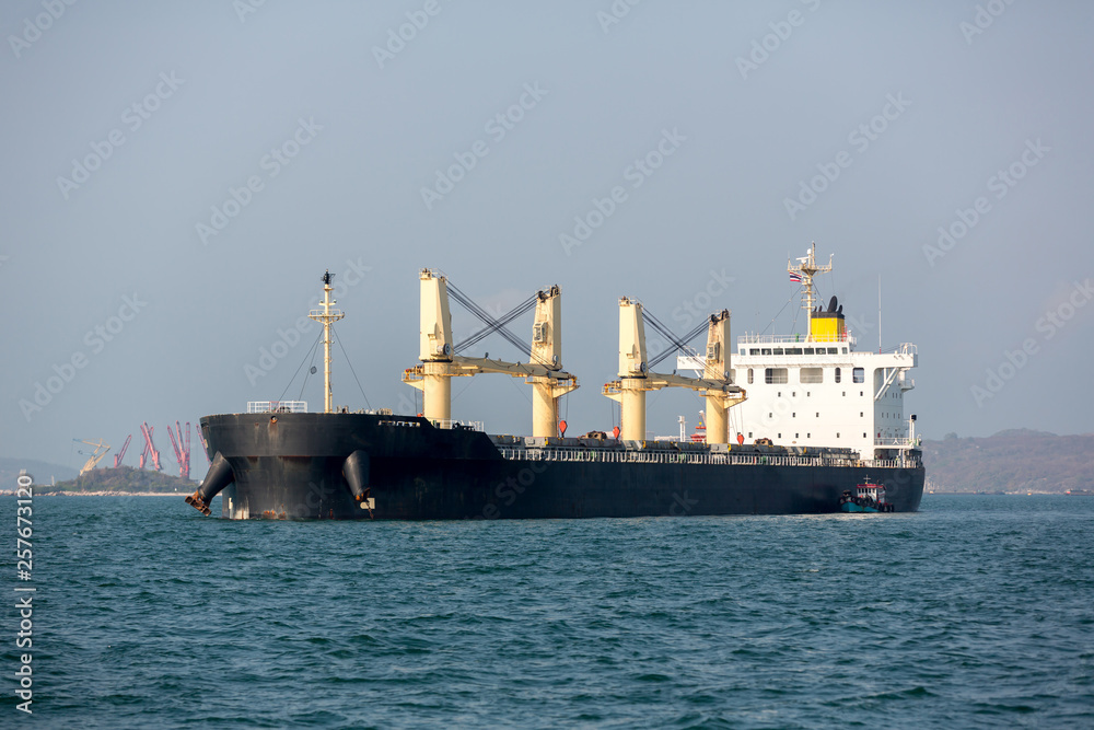 Poster Container ship in export and import business and logistics ...