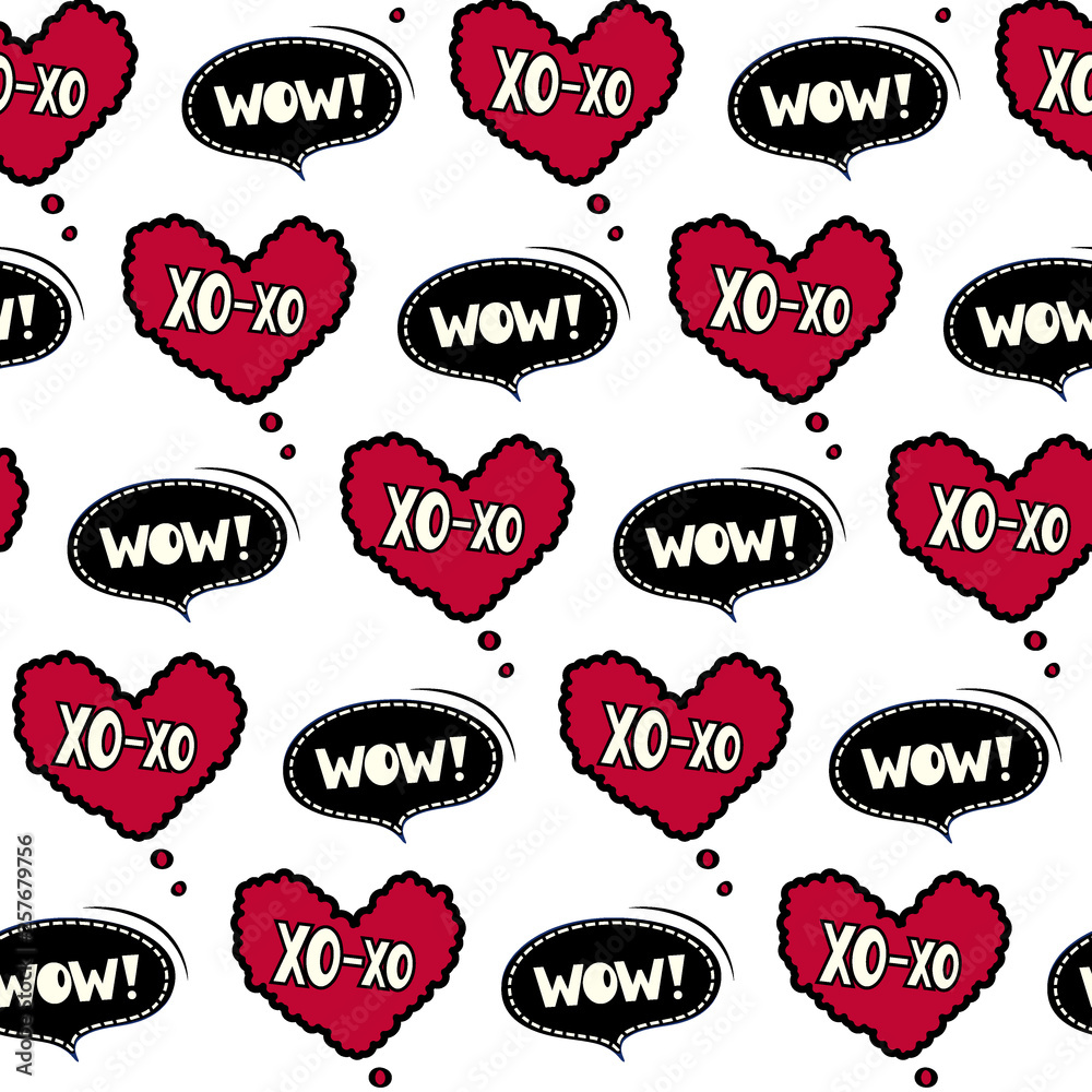 Seamless pattern. Infinitely repetitive texture with red speech bubbles ...
