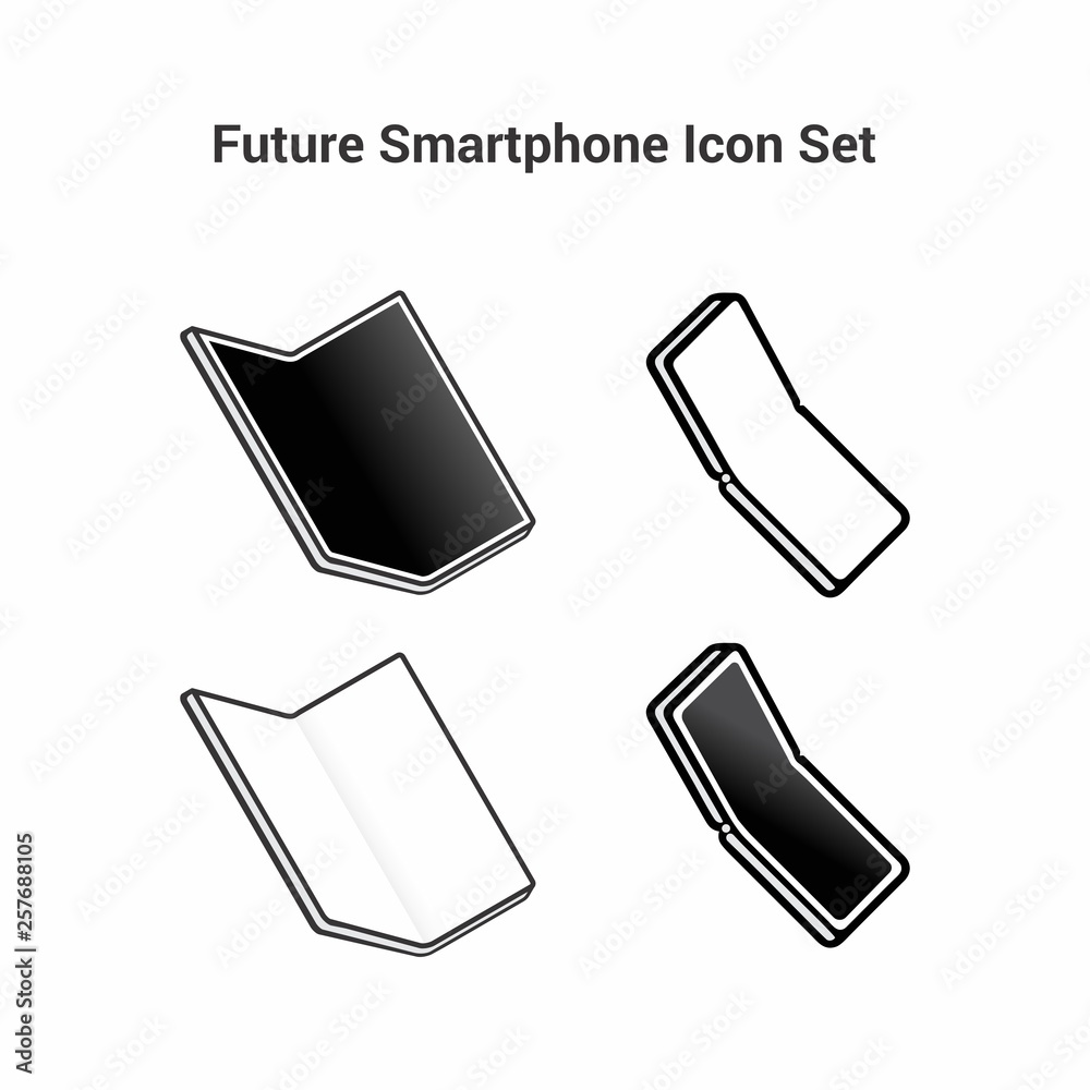 Set of black and white icons on a white background. Smart of the future ...