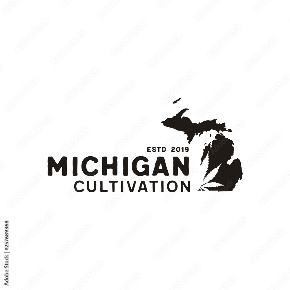 US Michigan Map with Cannabis Leaf Logo Stock Vector | Adobe Stock