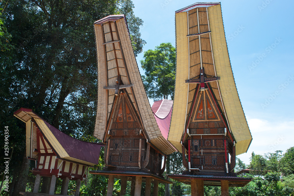 Tongkonan houses, traditional Torajan buildings, Tana Toraja is the ...