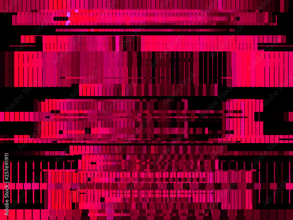 Glitch magenta abstract background with distortion, bug effect, random lines for design concepts ...