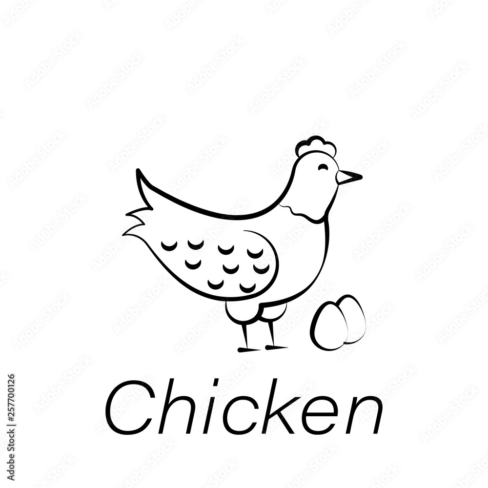 chicken hand draw icon. Element of farming illustration icons. Signs ...