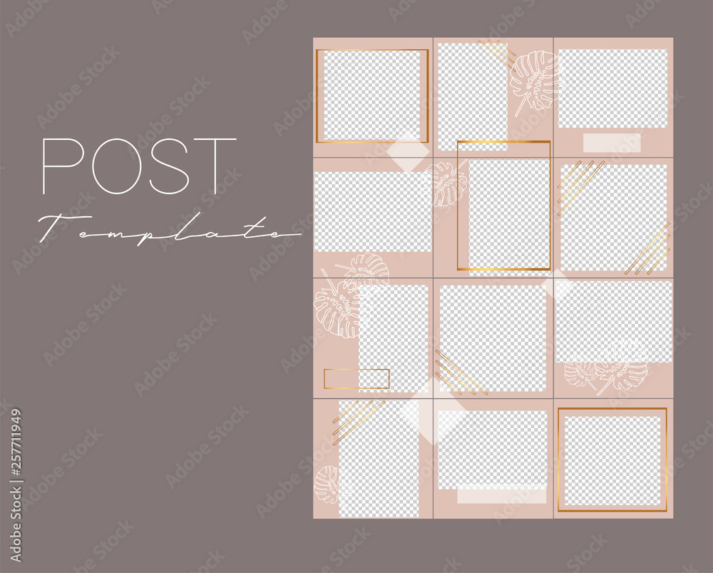 Set of Instagram post collages.Vector cover. Design backgrounds for ...
