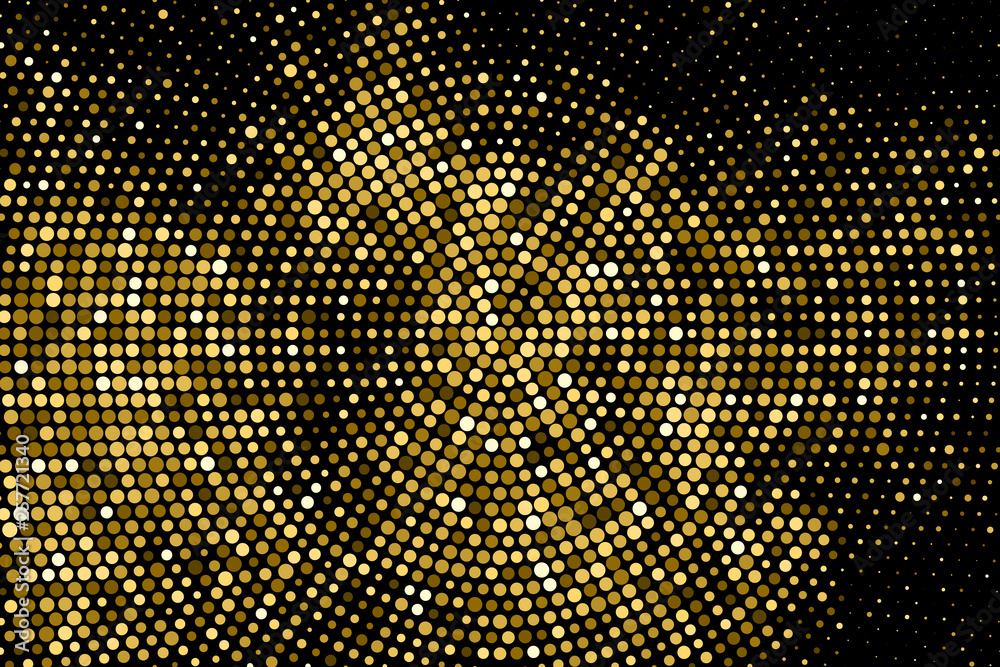 Gold Glitter Halftone Dotted Backdrop. Abstract Circular Retro Pattern ...